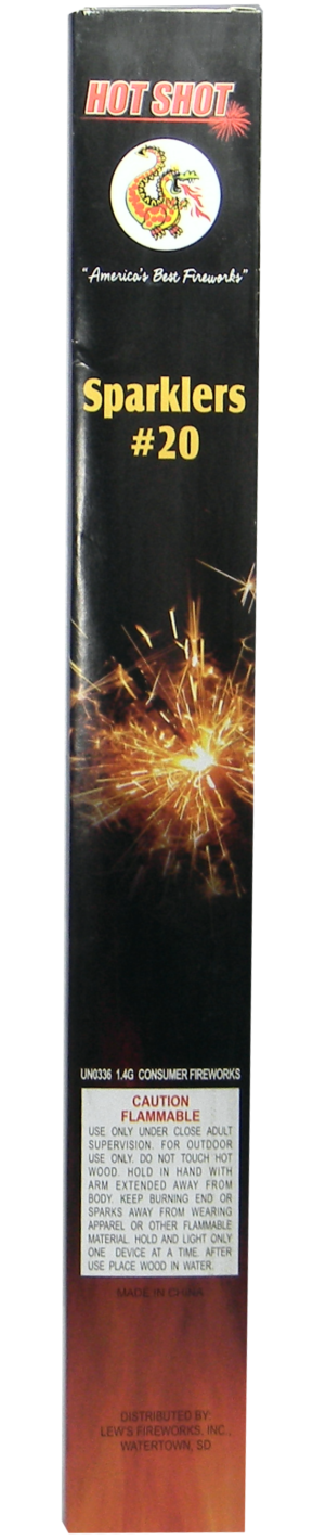 A sparkler, approx. 18″ long, that is stamped with quality.